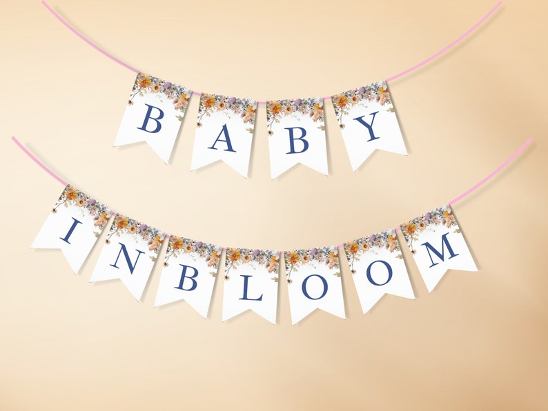 Printable Wildflower Bunting Template, Baby in Bloom, Baby Shower ...