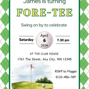 Funny Golf 40th Birthday Party Invitation Template, Instant Digital ...