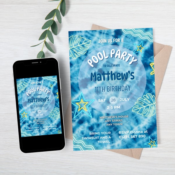 8 Birthday Pool Party Invitation - Etsy