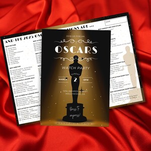Printable Oscars Watch Party Invitation Template & 2025 Ballot, Academy ...
