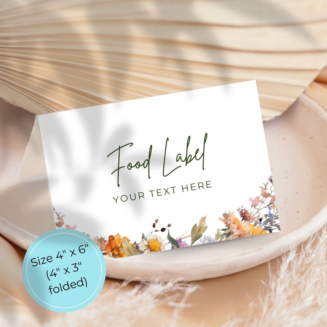 Editable Boho Wildflower Food Labels Template, Baby in Bloom, Baby ...