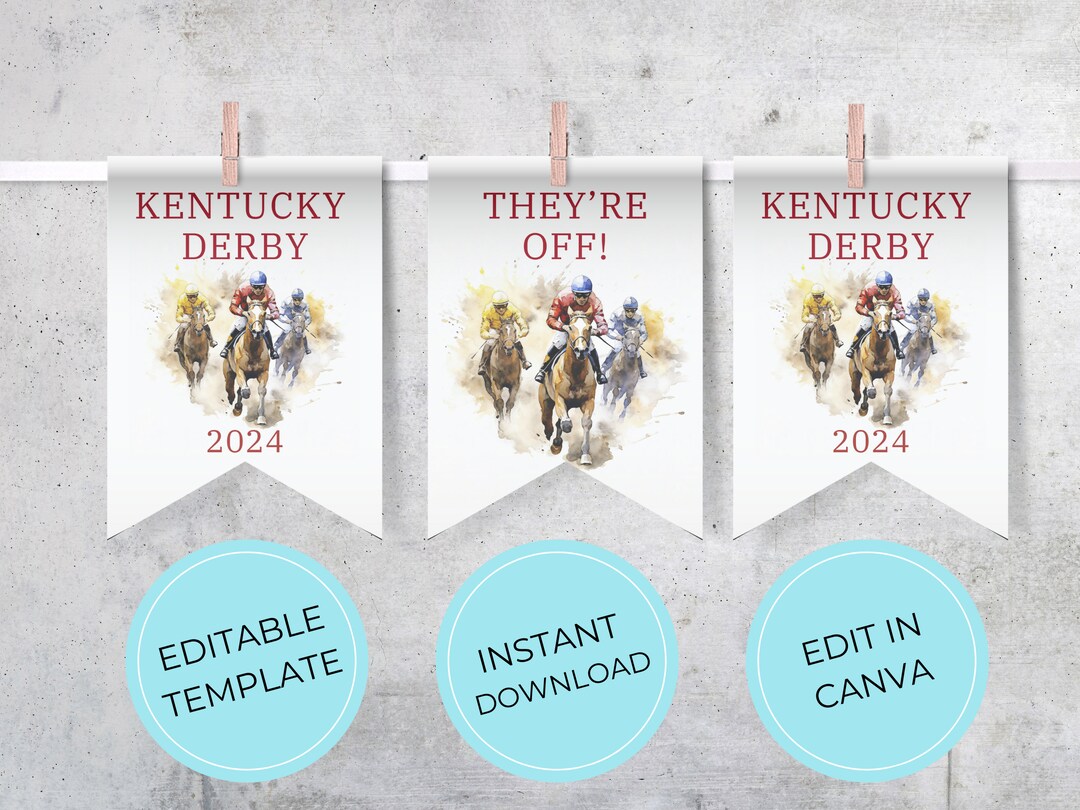 Kentucky Derby Party Bunting Banner Template, Horse Racing Printable ...