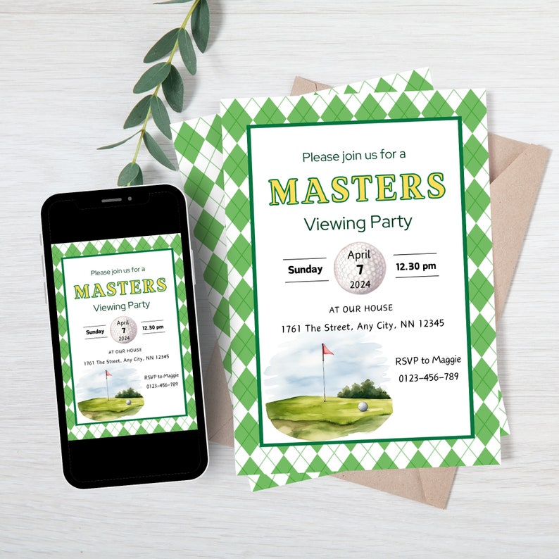 Masters Viewing Party Invitation Template, Masters Watch Party, Golf ...