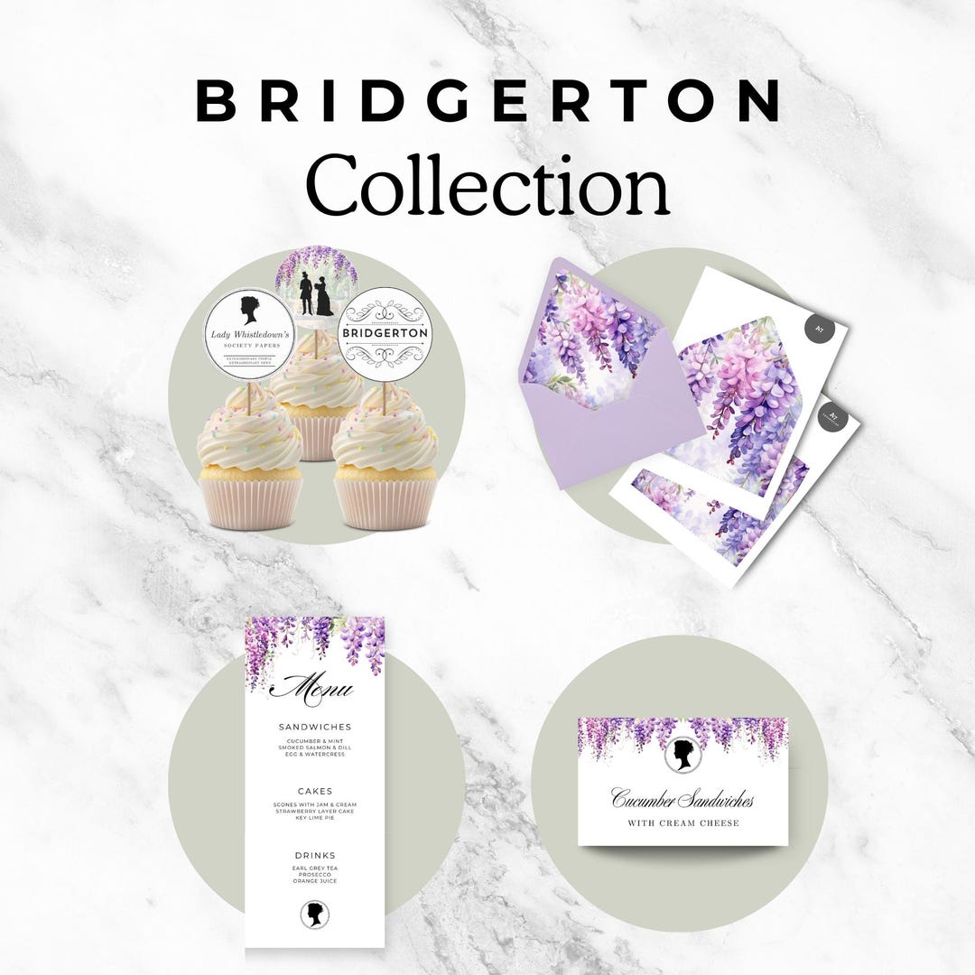 Printable Bridgerton Template Bundle, Watch Birthday Tea Party ...