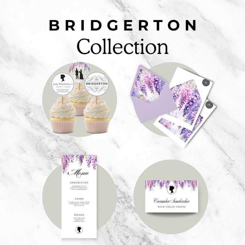 Printable Bridgerton Template Bundle, Watch Birthday Tea Party ...