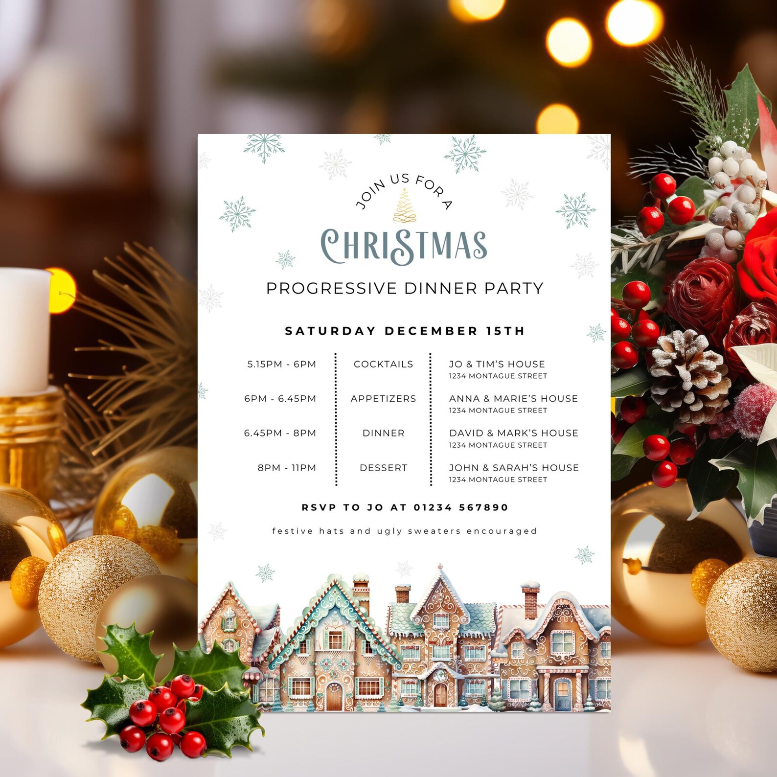 Progressive Christmas Party Invitation, Digital Template, Roaming ...