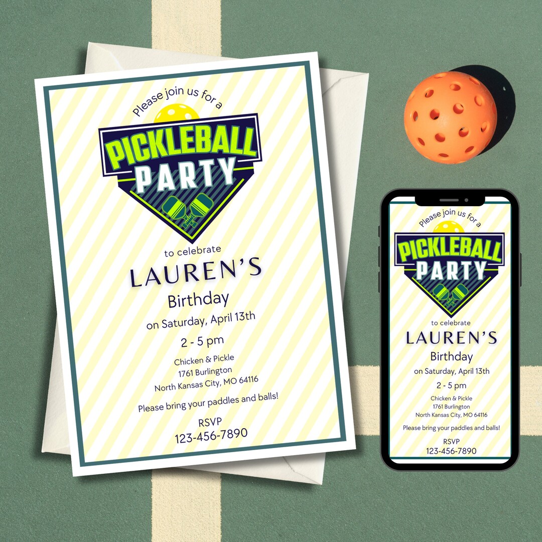 Pickleball Birthday Party Invitation Template, Edit in Canva, Instant ...