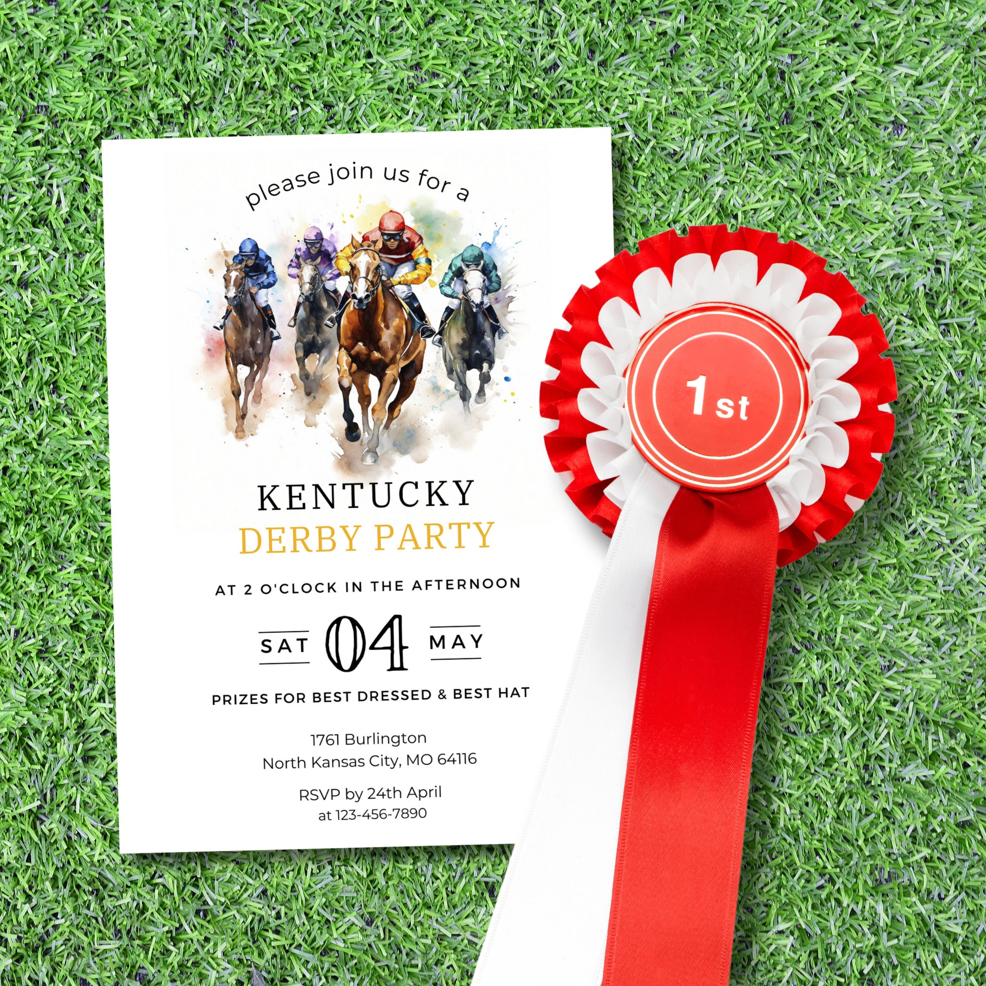 Kentucky Derby Party Decorations Template Bundle, Invitation, Bunting ...