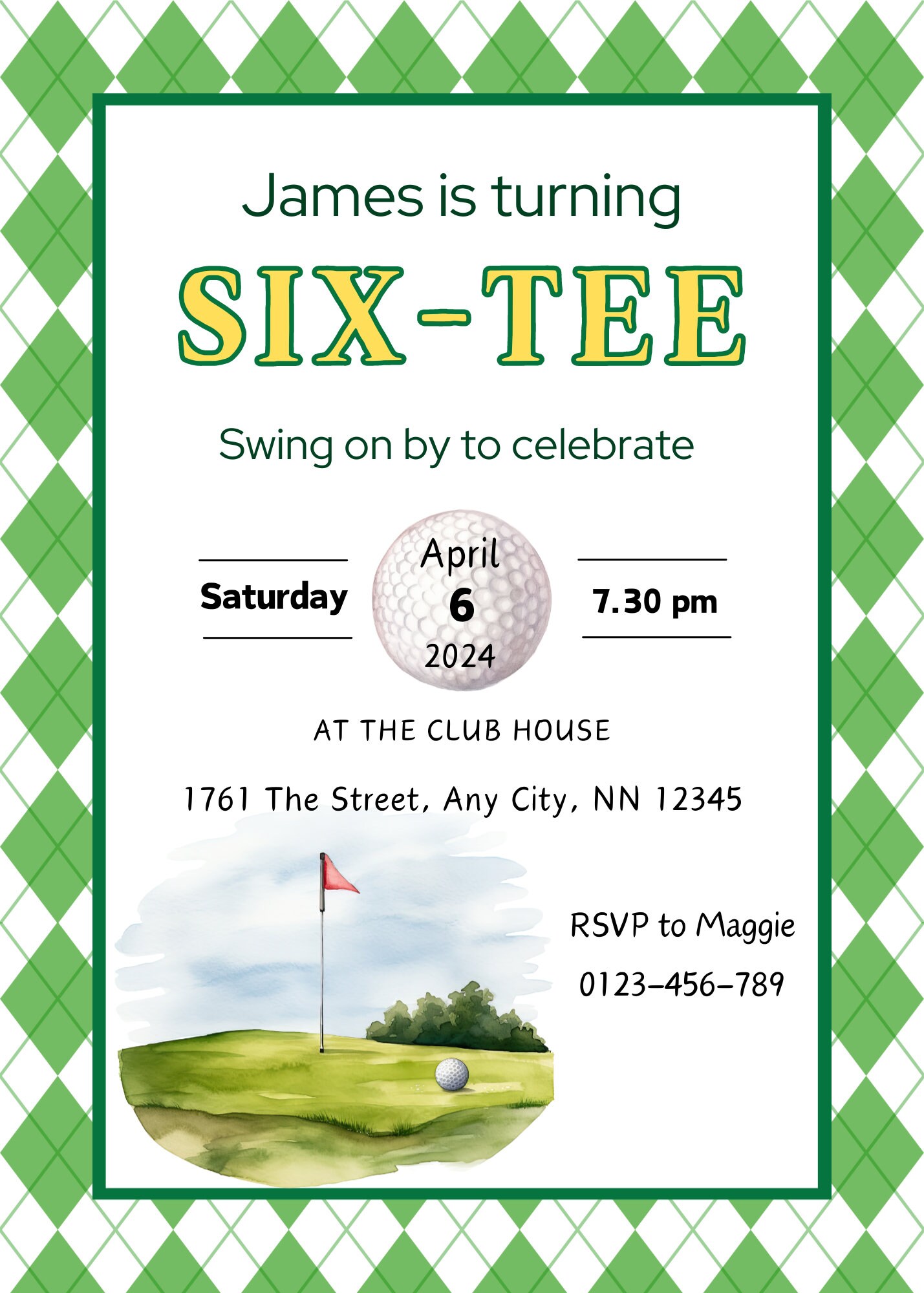 Funny Golf 60th Birthday Party Invitation Template, Instant Digital ...