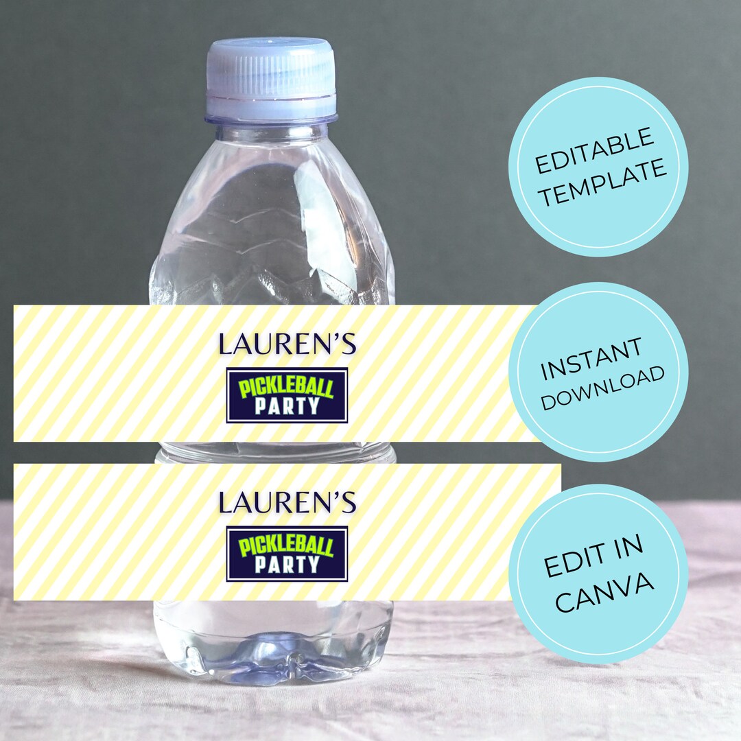 Pickleball Birthday Party Water Bottle Labels, Pickleball Themed Party ...