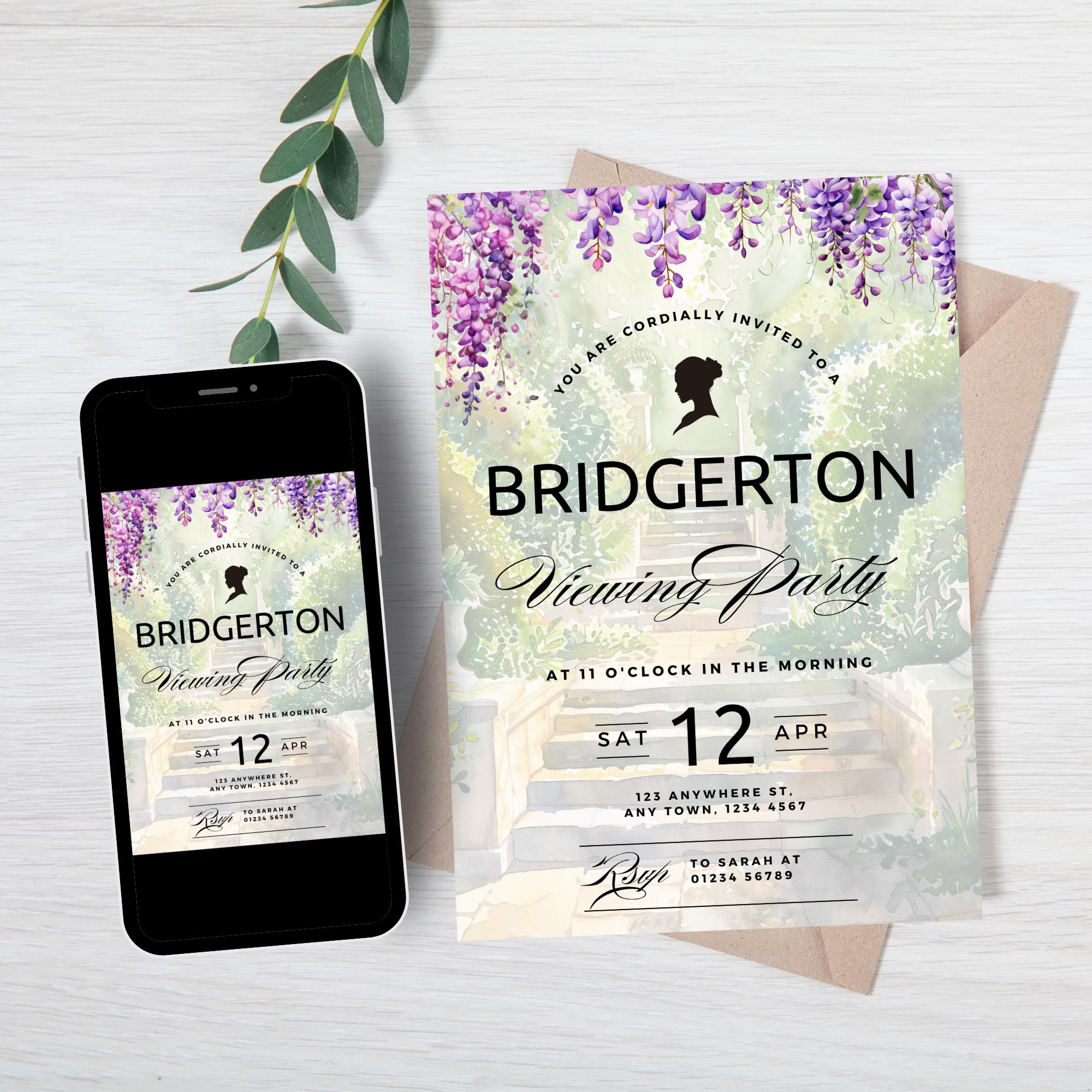 Bridgerton Viewing Party Invitation, Digital Template, Wisteria Watch ...