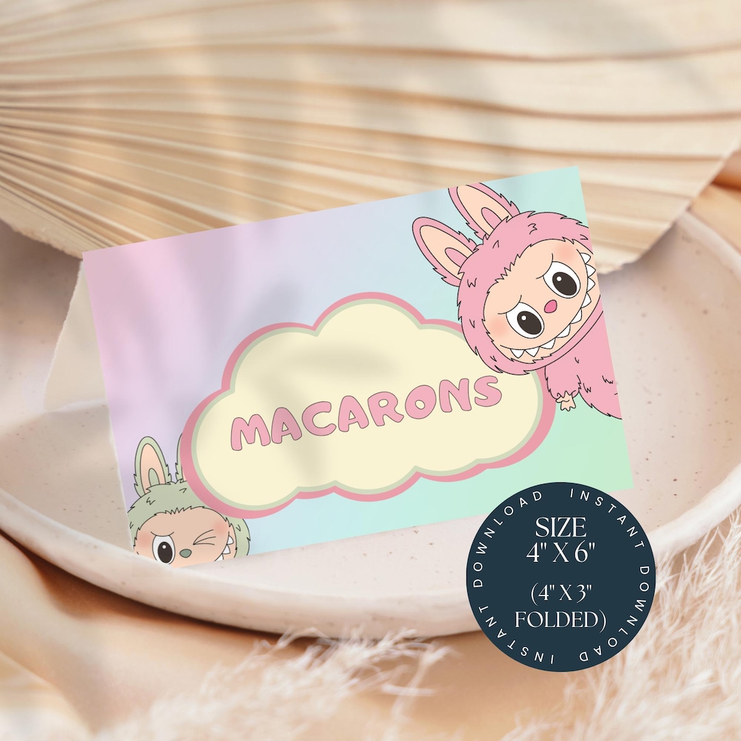 Labubu Printable Food Label Template, Birthday Tent Cards, Boys Girls ...