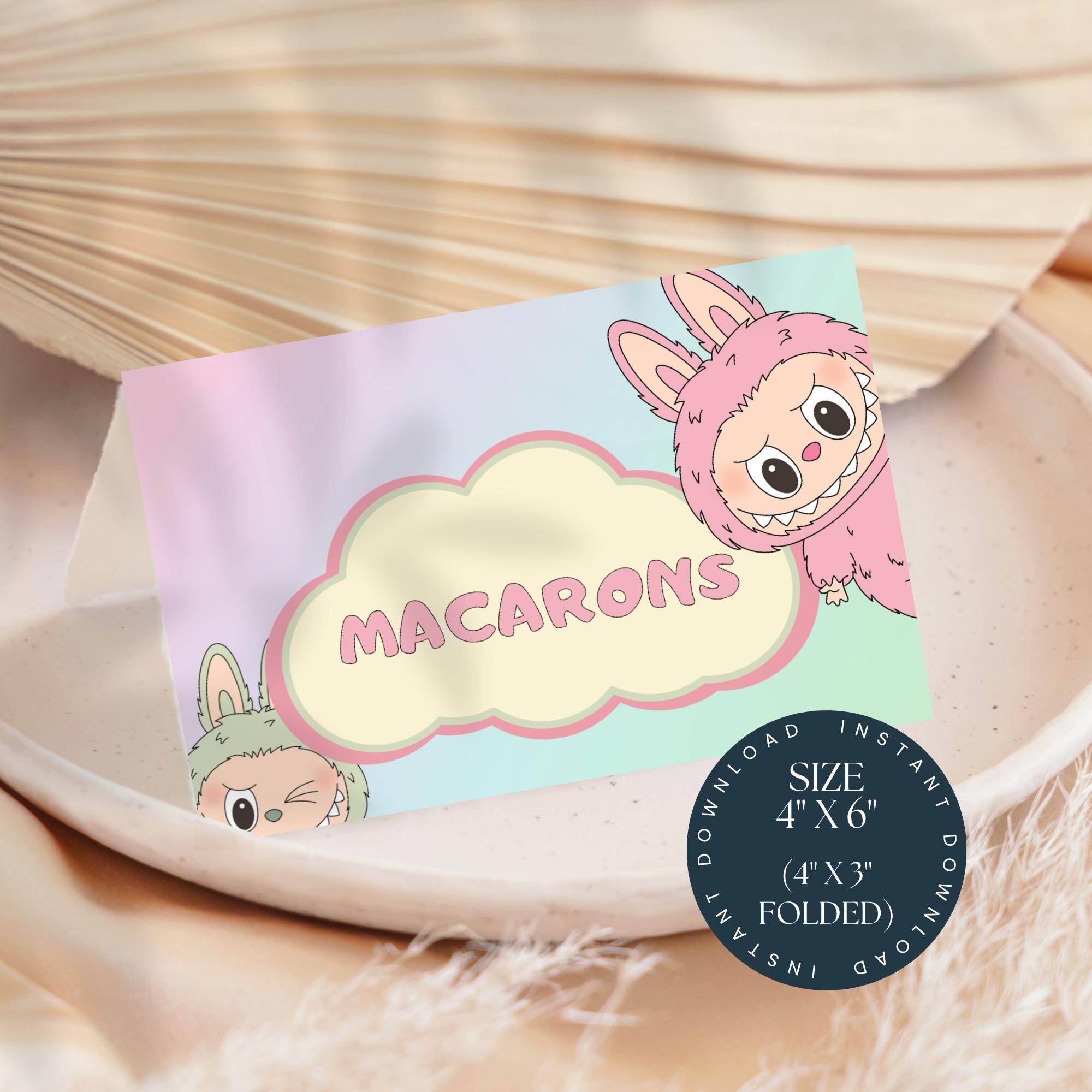 Labubu Printable Food Label Template, Birthday Tent Cards, Boys Girls ...