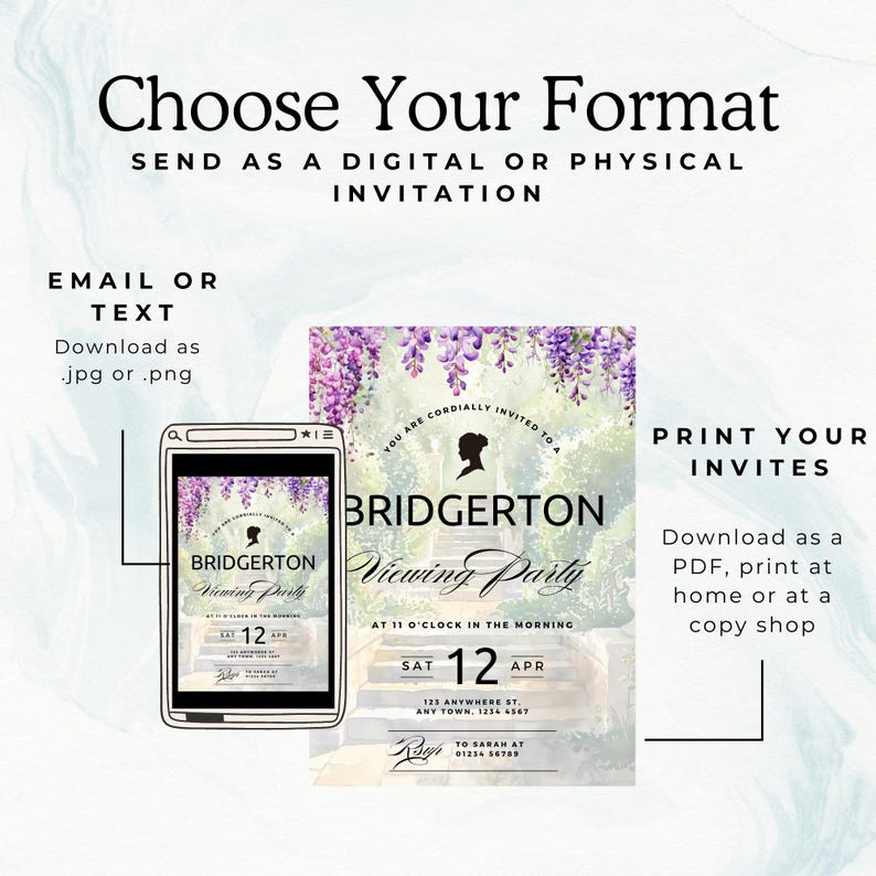 Bridgerton Viewing Party Invitation, Digital Template, Wisteria, Watch ...