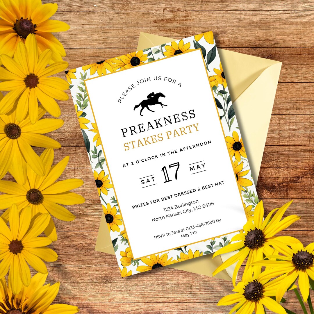 Preakness Stakes Party Invitation, Digital Template, Horse Racing Derby ...