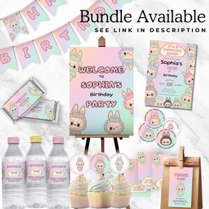 Labubu Chocolate Bar Wrapper Template, Birthday Party Thank You Favors ...