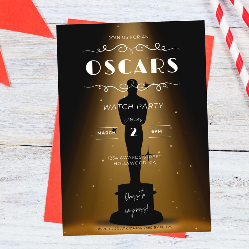Printable Oscars Watch Party Invitation Template & 2025 Ballot, Academy ...