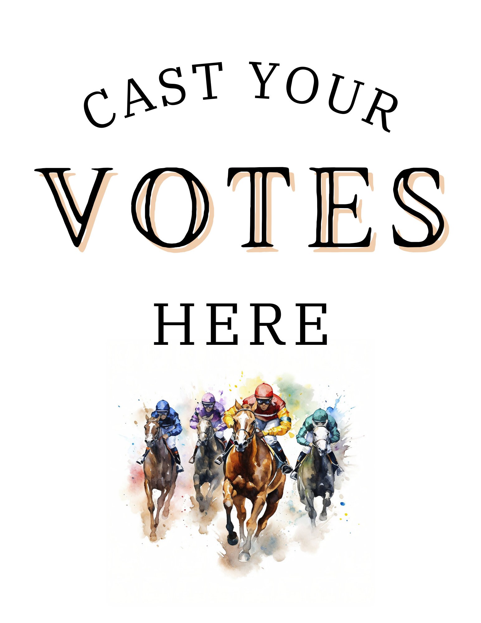 Vote Here Sign & Ballot Slips Template, Kentucky Derby Party, Racing ...