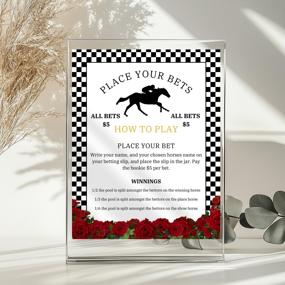 Horse Race Betting Sign & Betting Slips Template, Kentucky Derby Party ...