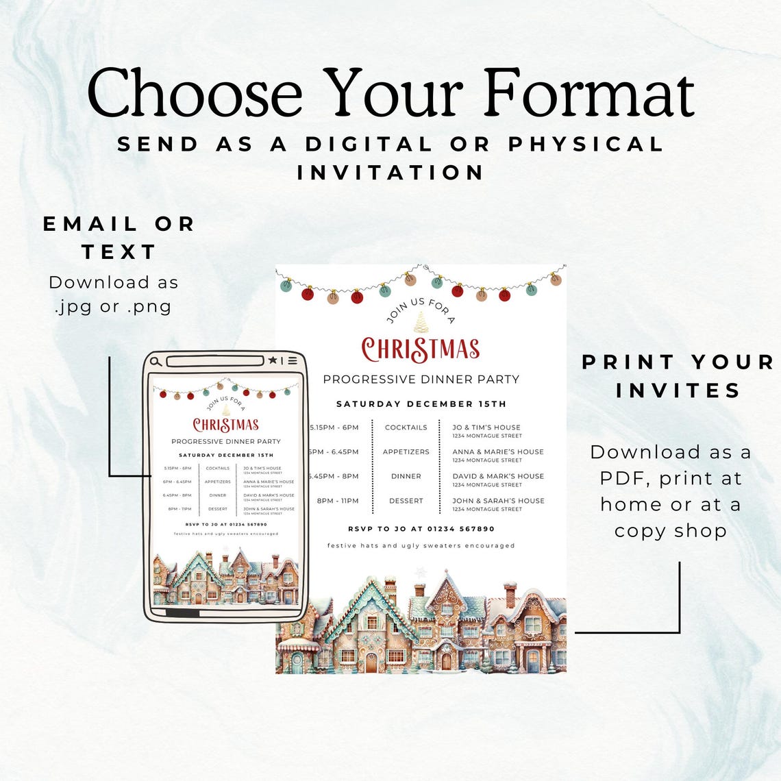 Progressive Christmas Party Invitation, Digital Template, Roaming ...