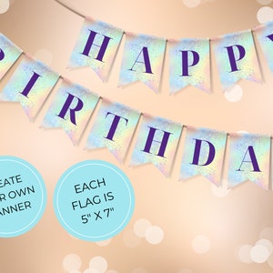 Printable Bunting Birthday Party Banner Template, Ombre Peach Rainbow ...