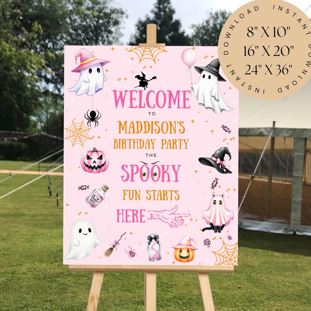 Spooky Halloween Birthday Welcome Sign Printable Template, Fall Party ...
