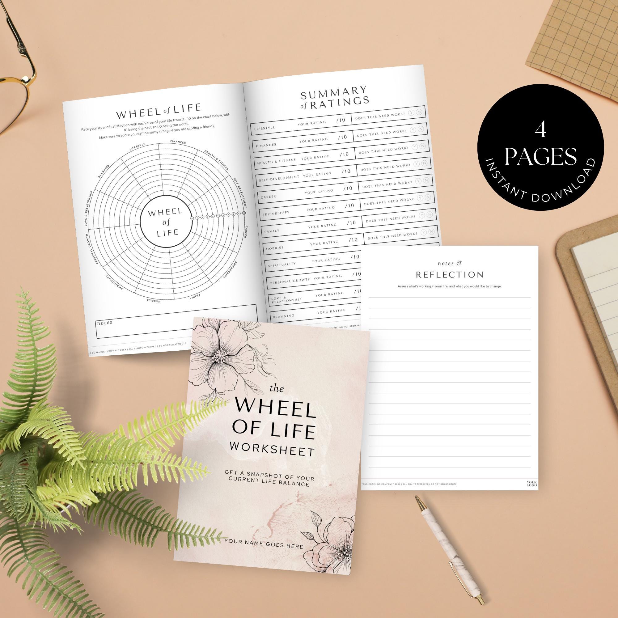 Printable Wheel of Life Worksheet, Balance Tool, Coaching Self ...