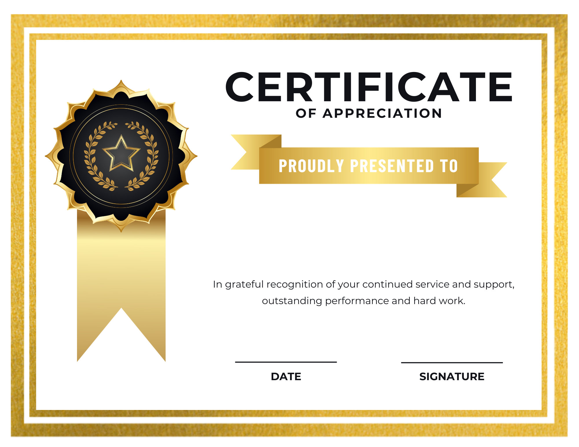 Certificate of Appreciation Printable PDF, Instant Download, Print Template or Edit in Canva, 2 ...