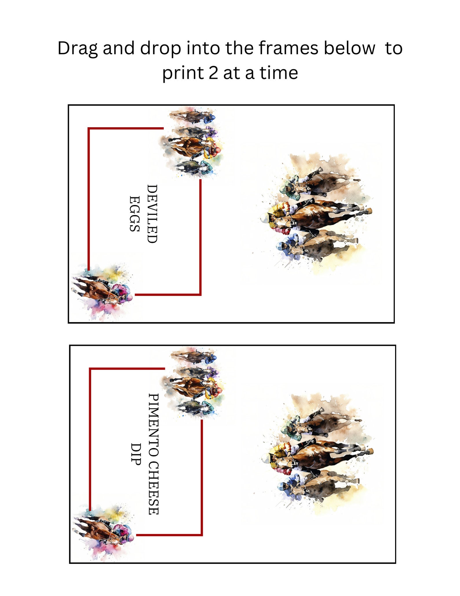 Editable Horse Racing Food Labels Template, Kentucky Derby Party ...