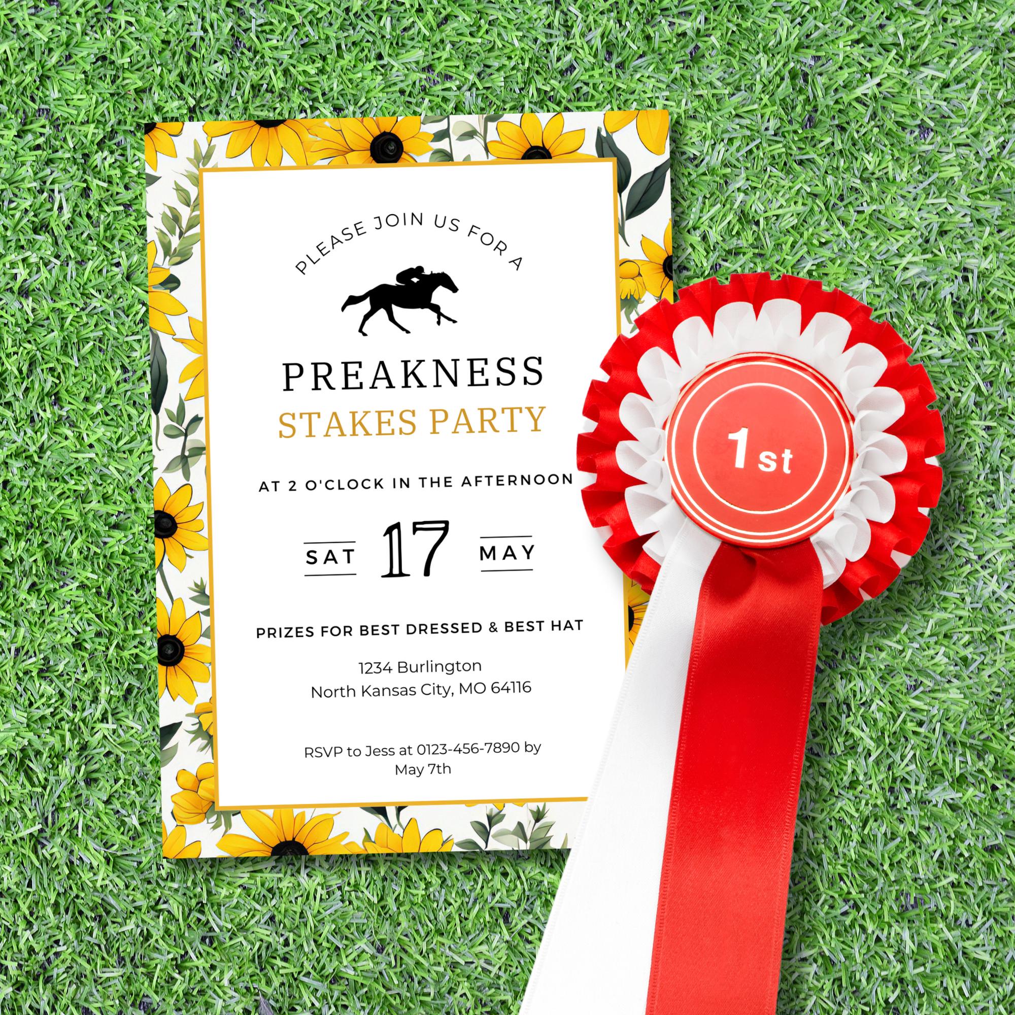 Preakness Stakes Party Invitation, Digital Template, Horse Racing Derby ...