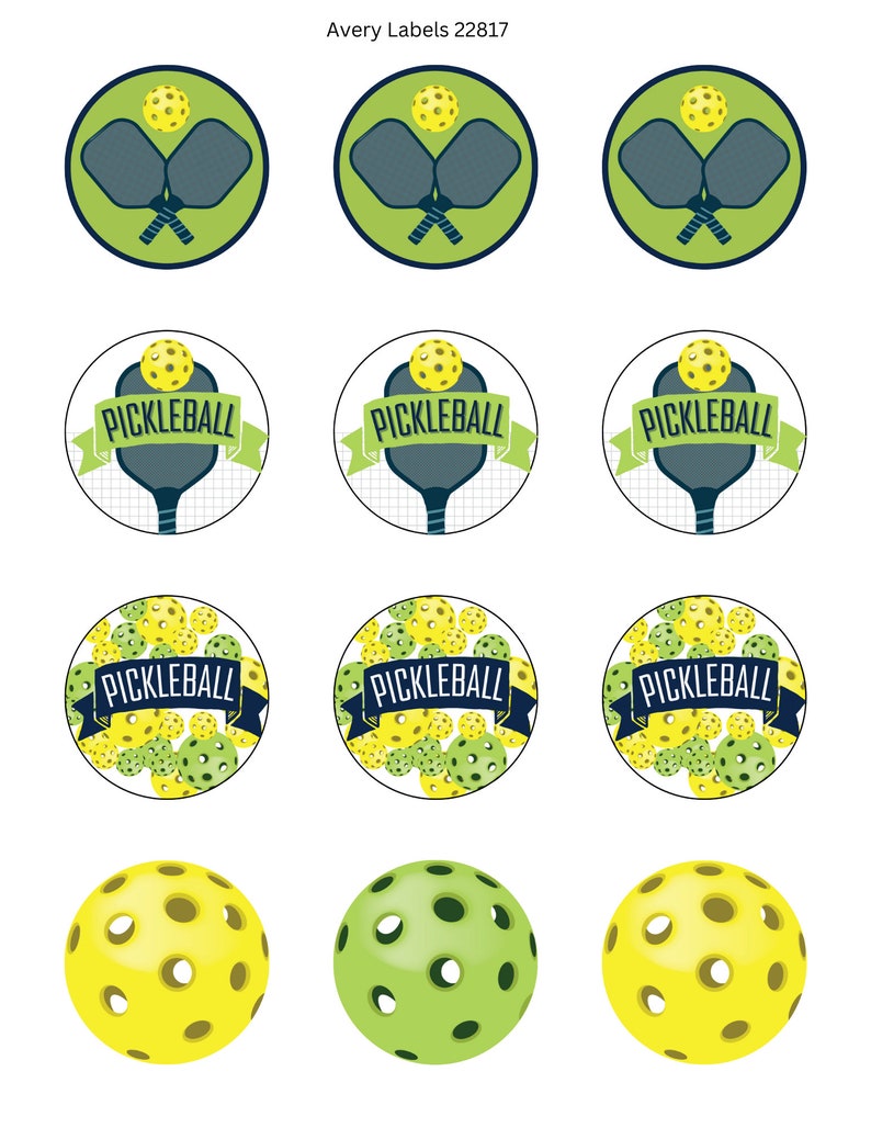 Printable Pickleball Themed Cupcake Toppers, Round, 2" X 2" Inches, PDF ...