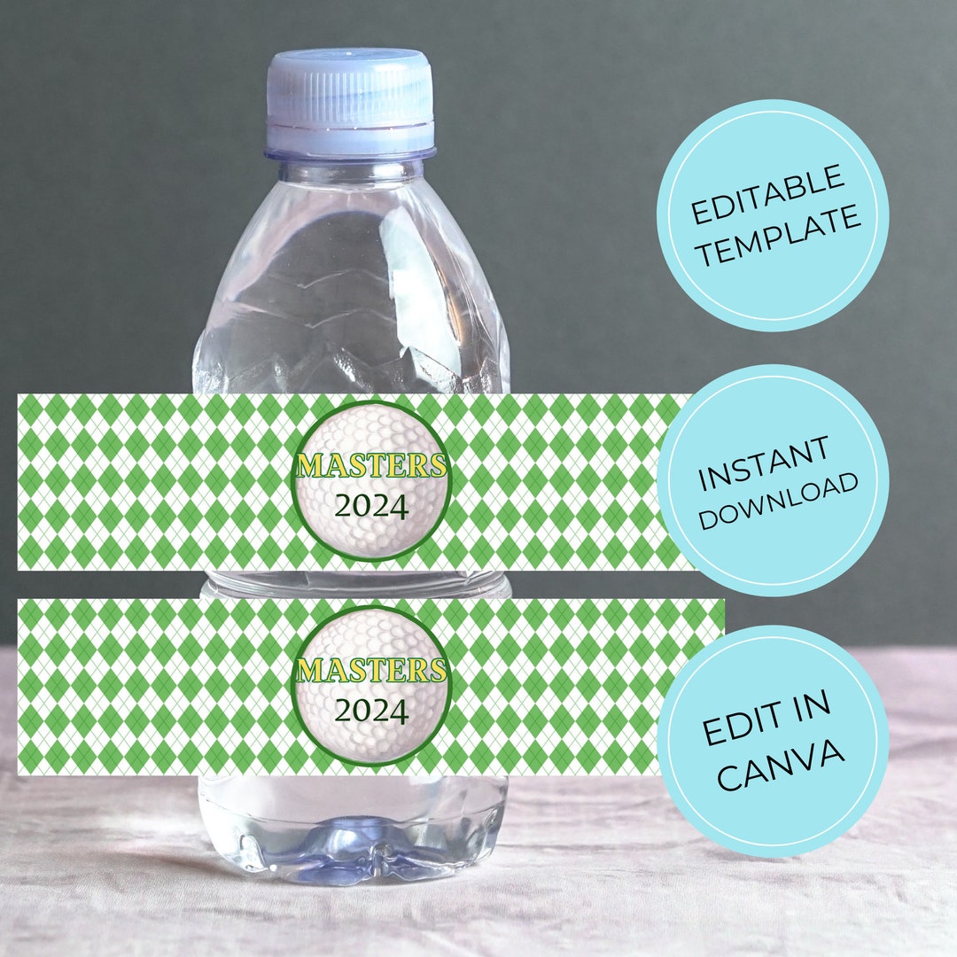 Masters Watch Party Water Bottle Labels, Golf Themed Party Favors ...