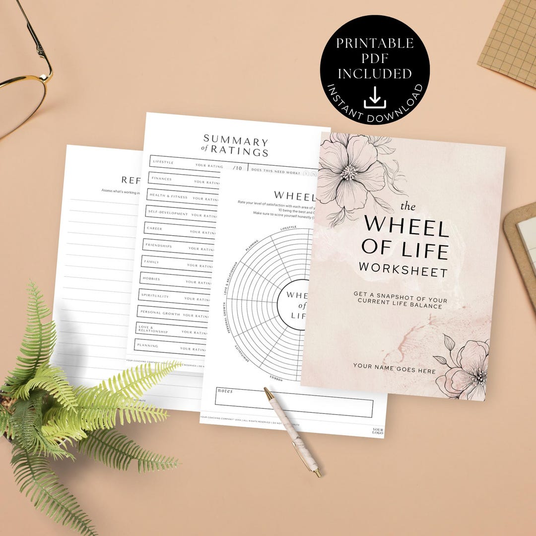 Printable Wheel of Life Worksheet, Balance Tool, Coaching Self ...