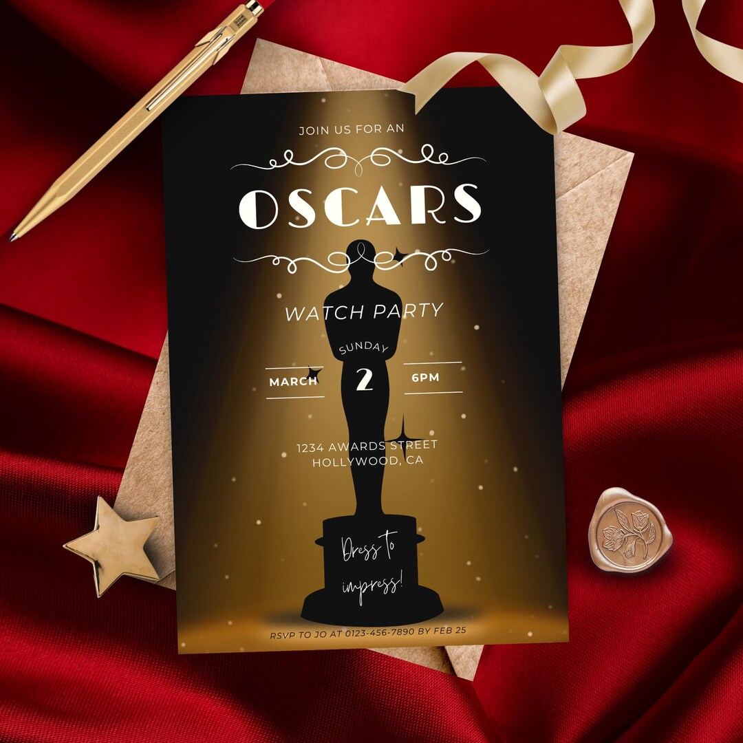 Oscars Watch Party Invitation, Digital Template, Academy Awards ...