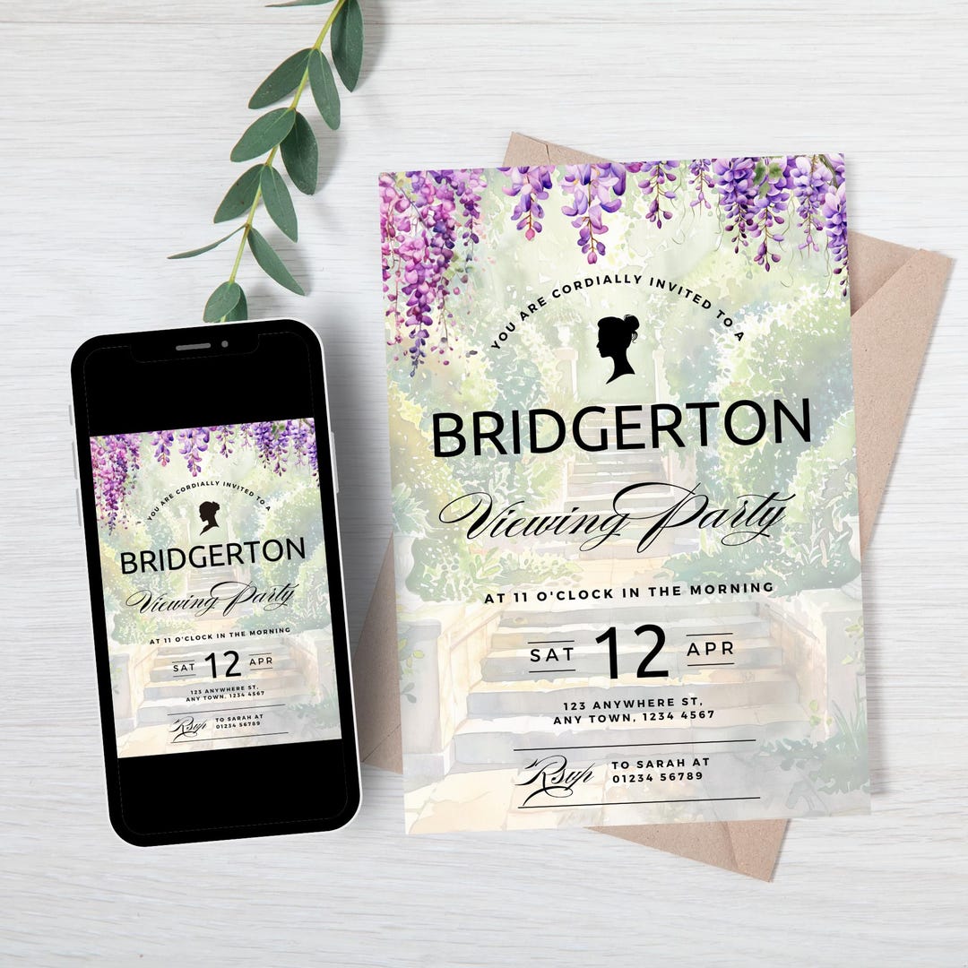 Bridgerton Viewing Party Invitation, Digital Template, Wisteria, Watch ...
