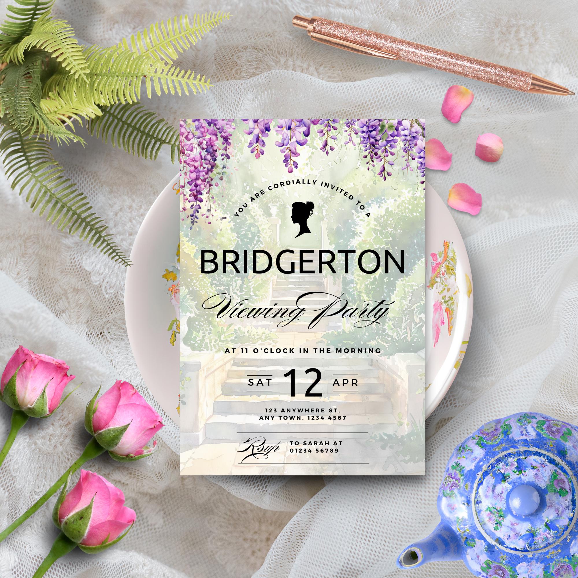 Bridgerton Viewing Party Invitation, Digital Template, Wisteria, Watch ...