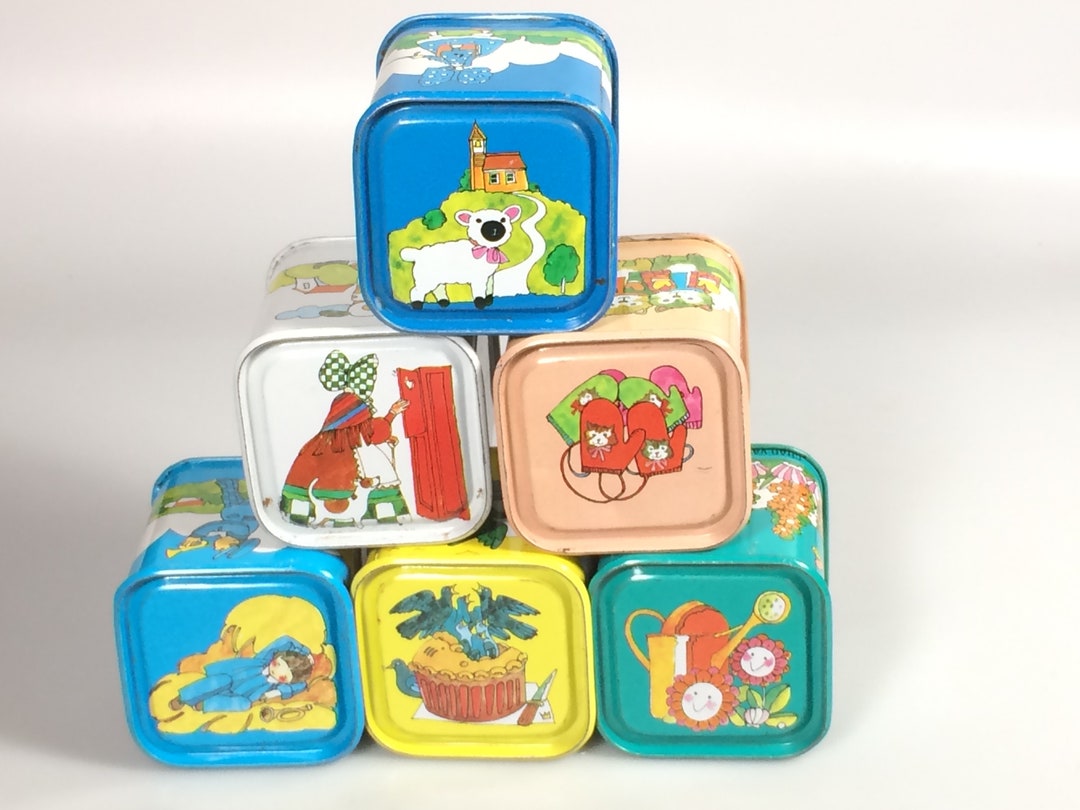 Vintage Chad Valley Stacking Blocks Tin Litho MCM Toy Lithographic Toy ...