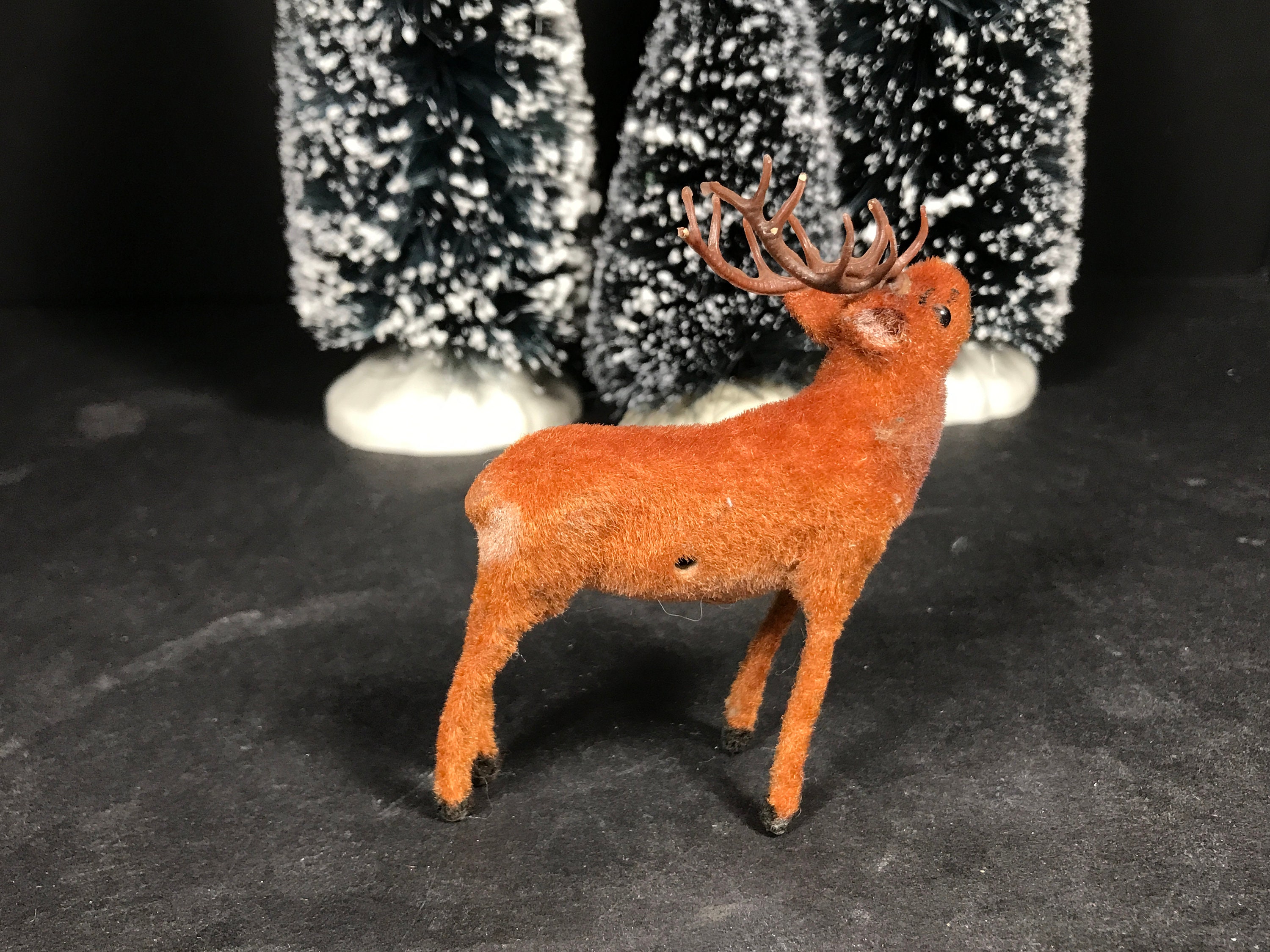 Vintage Miniature Flocked Reindeer, Elk, Deer West German ...