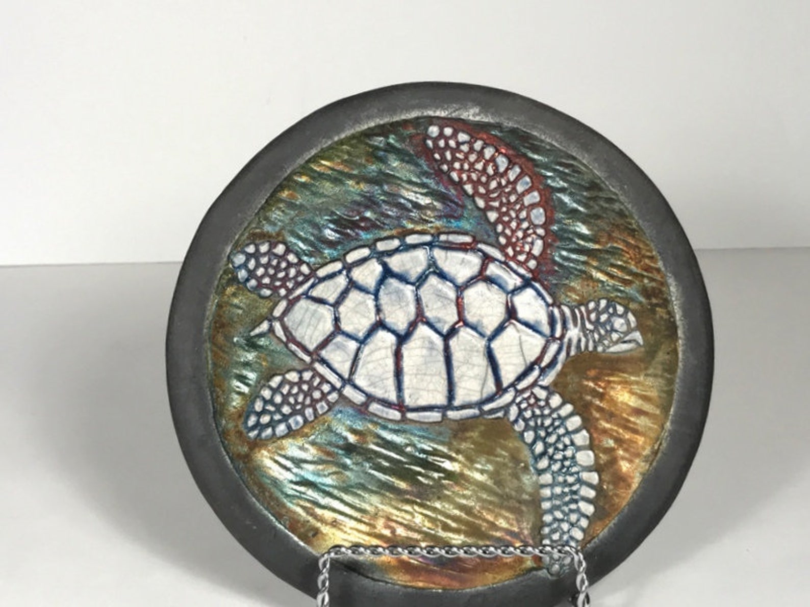Raku Pottery Sea Turtle Plate/colorful Wall Hanging Plate | Etsy