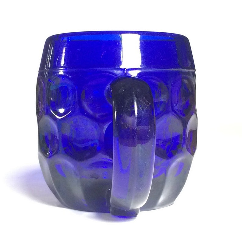 Vintage Cobalt Blue Glass Mug Thumbprint Cobalt Pressed Glass Beer Mug ...