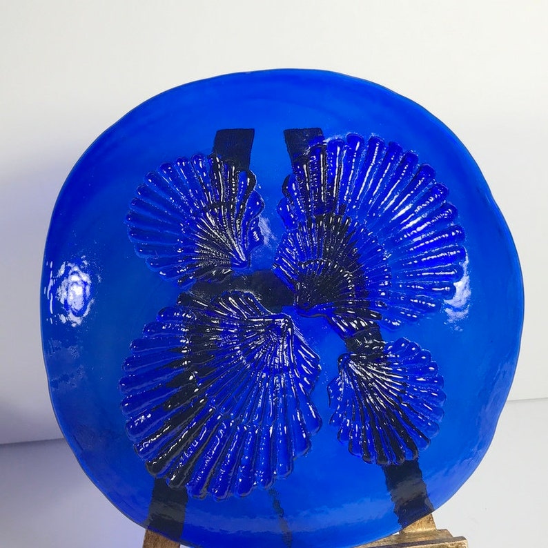 Cobalt Blue Pressed Glass Sea Shells Plate, Beach Seafood Plate - Etsy