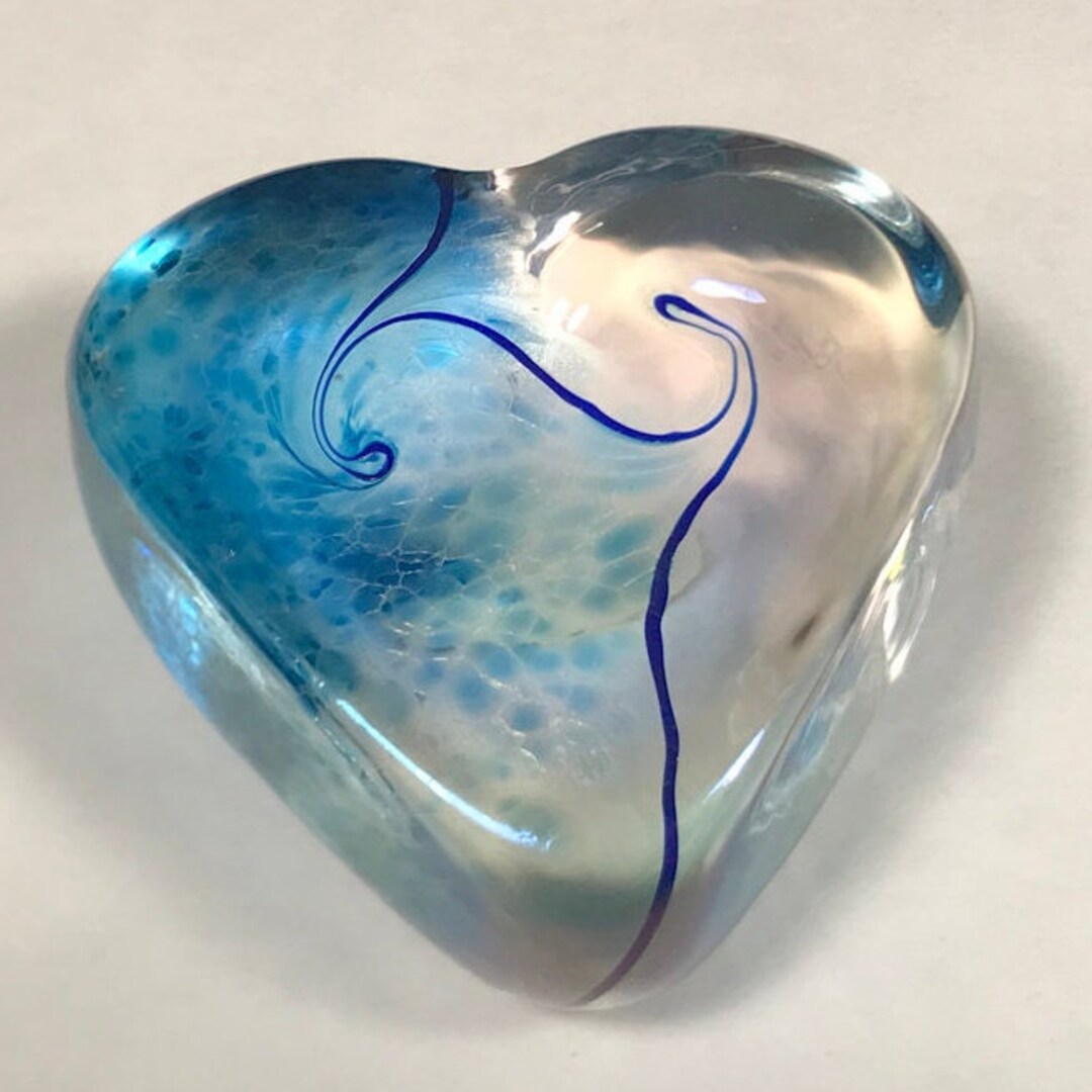 Blown Glass Heart Paperweight Art Glass Valentines Day Gift Robert Held ...