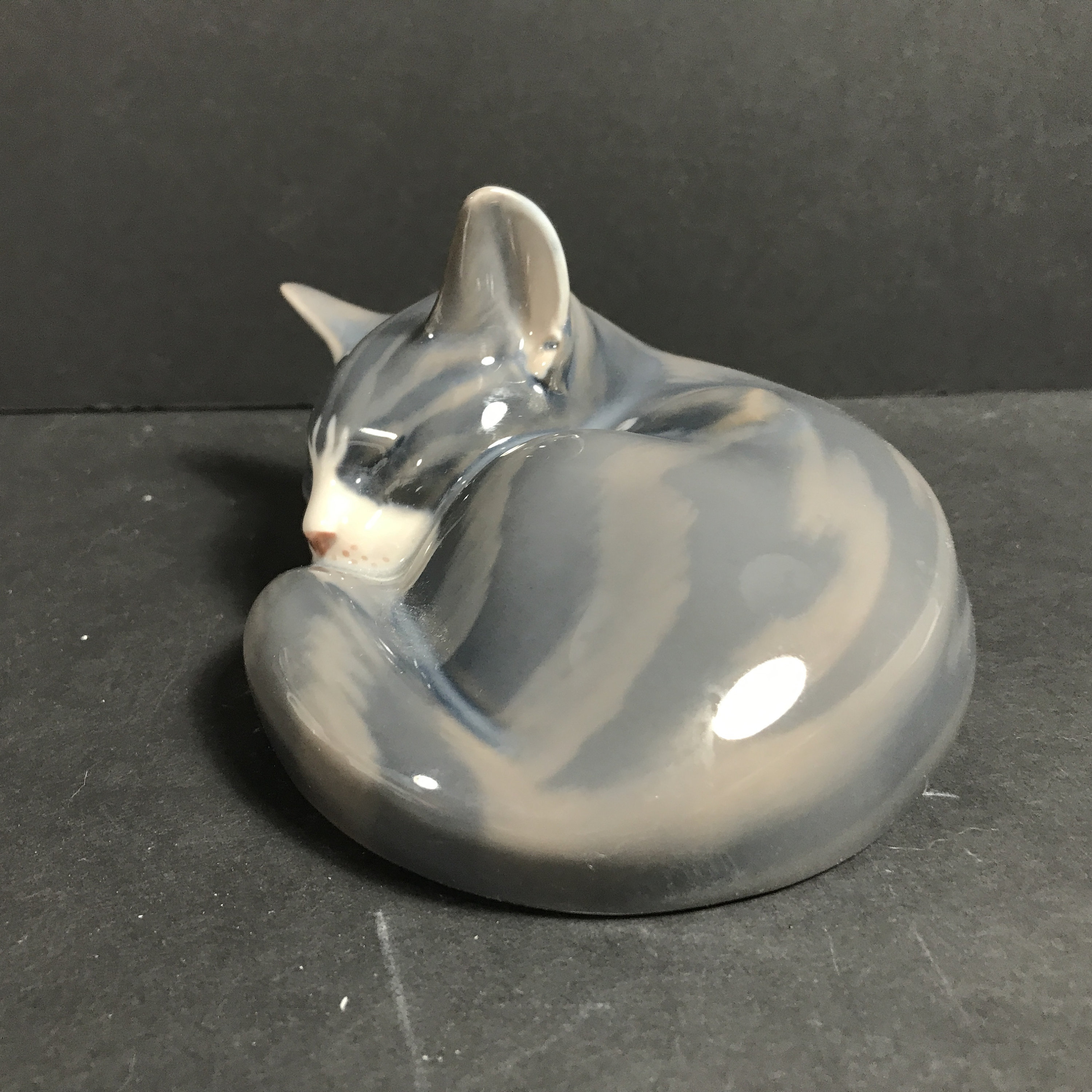 Royal Copenhagen Danish Porcelain Cat Figure Gray Striped Cat Figurine ...
