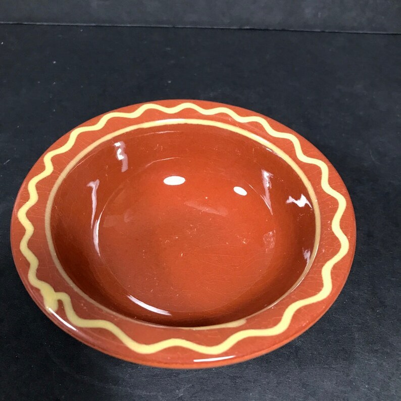 Vintage Redware Pottery Signed Rowe Pottery Small Bowl Collectible Folk ...