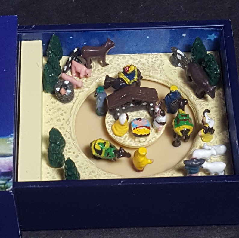Mr. Christmas Silent Night Matchbox Size Nativity Scene Music Box Mary ...