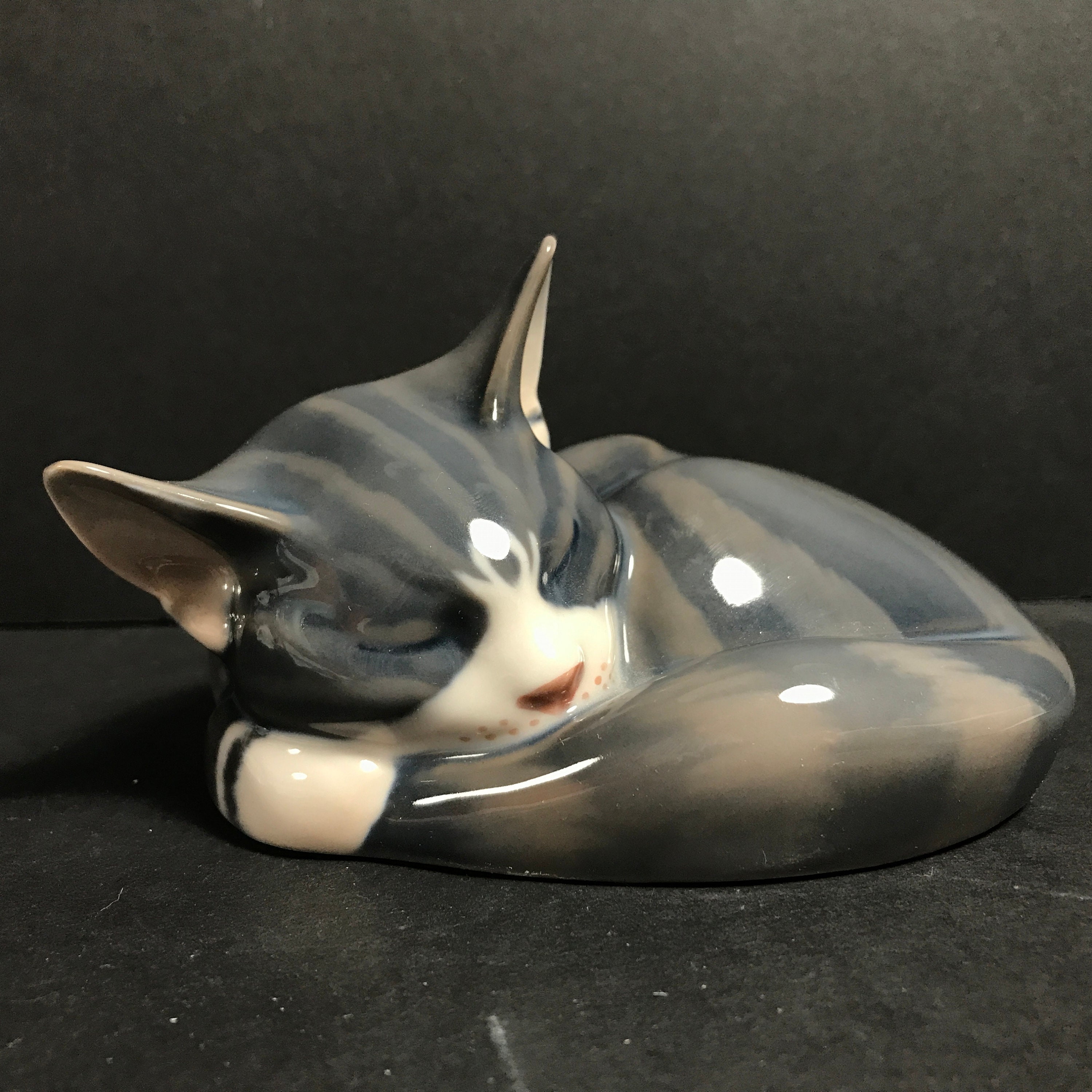Royal Copenhagen Danish Porcelain Cat Figure Gray Striped Cat - Etsy