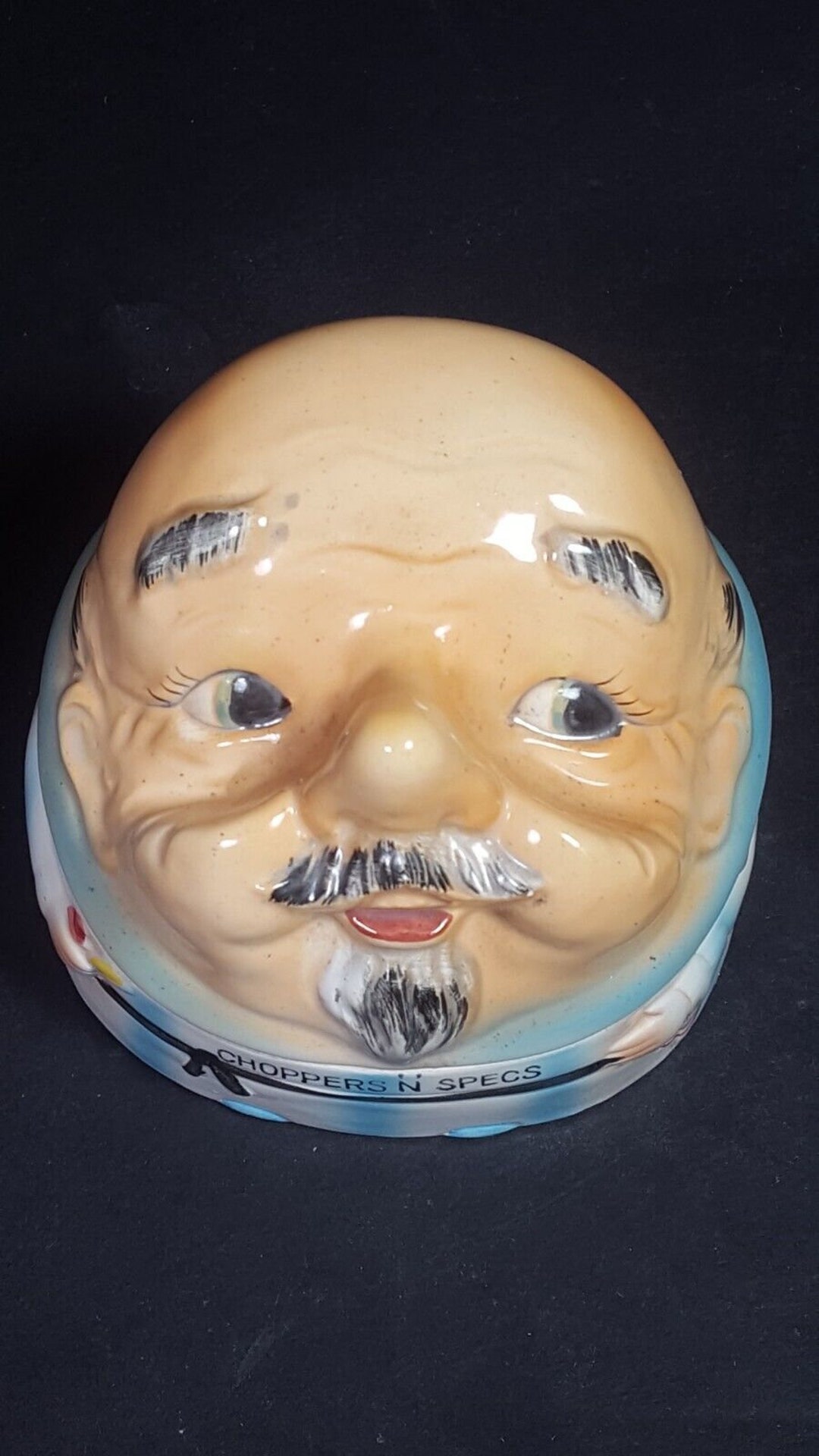 Ceramic Eye Glasses and Dentures Storage Jar VTG Retro Kitsch Choppers ...