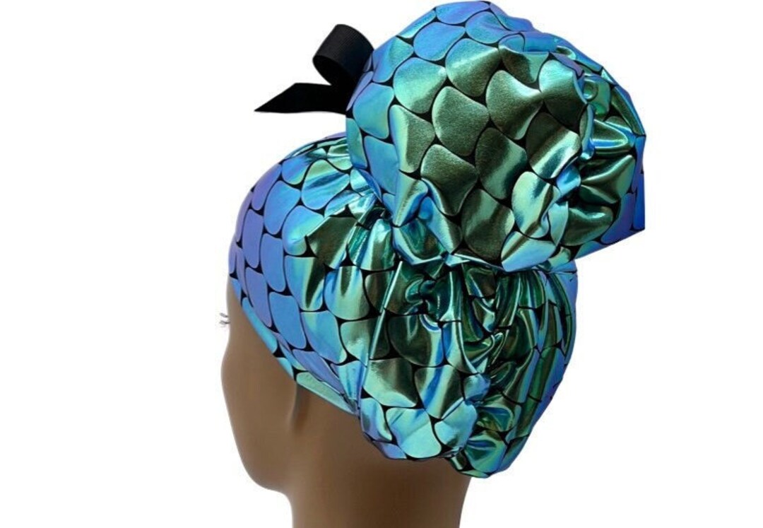 Stretch Ponytail Scrub Capemma Mermaid Metallic Scrub Cap for - Etsy