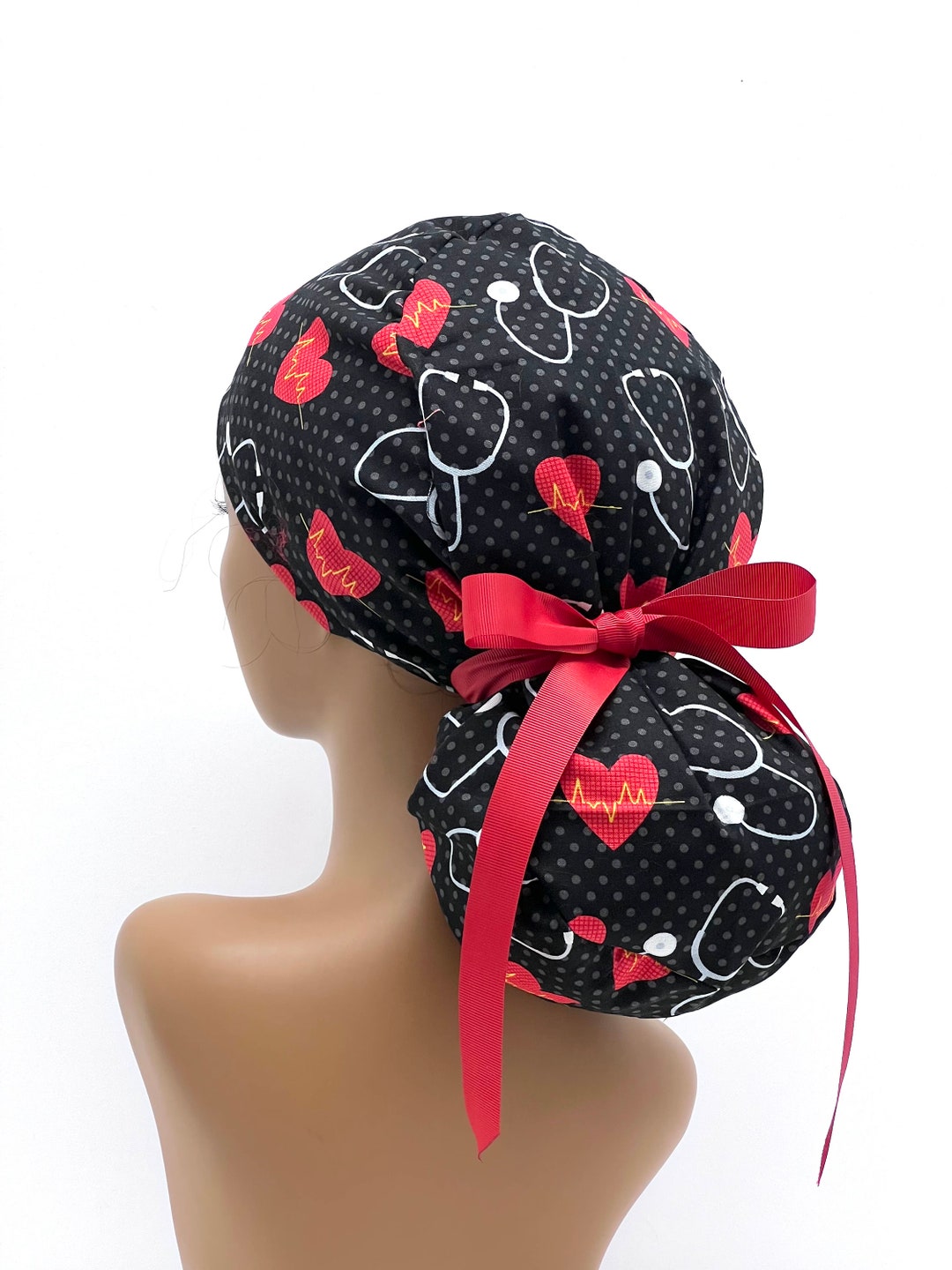 Alexa/ Lining Ponytail”space”scrub Cap for Women,surgical Large ...