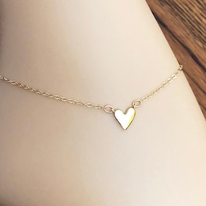Gold Heart Anklet - Love Ankle Bracelet - Shiny Heart Anklet - Romantic ...